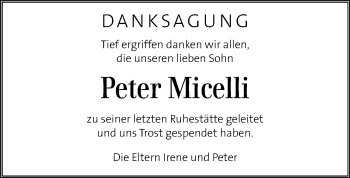 Traueranzeigen von Peter Micelli | trauer.kleinezeitung.at