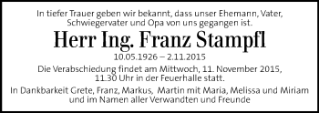 Traueranzeigen von Franz Stampfl | trauer.kleinezeitung.at