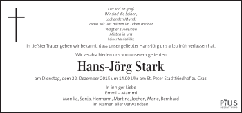 Traueranzeigen von Hans-Jörg Stark | trauer.kleinezeitung.at