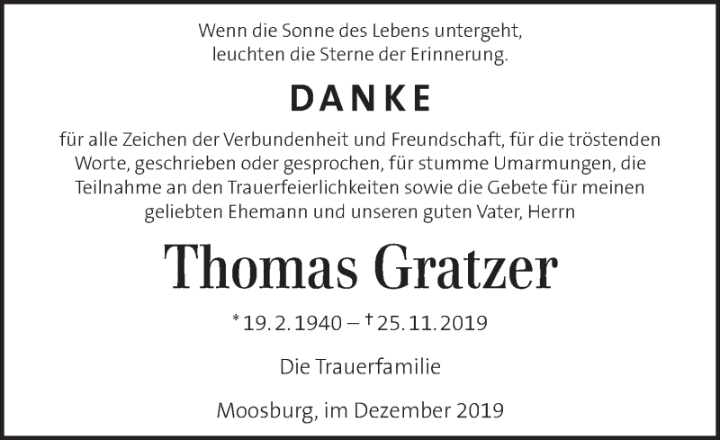 Traueranzeigen von Thomas Gratzer | trauer.kleinezeitung.at