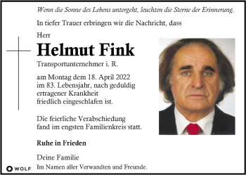 Traueranzeigen von Helmut Fink | trauer.kleinezeitung.at
