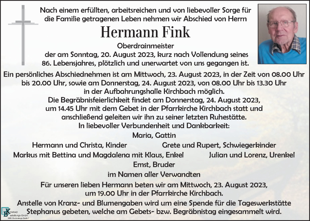 Traueranzeigen von Hermann Fink | trauer.kleinezeitung.at