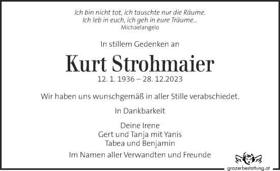 Traueranzeigen von Kurt Strohmaier | trauer.kleinezeitung.at