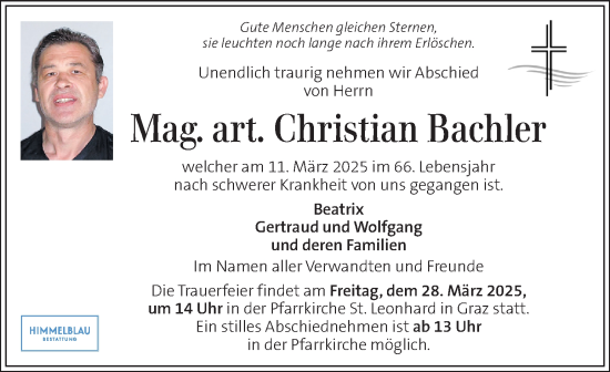 Traueranzeigen von Christian Bachler | trauer.kleinezeitung.at